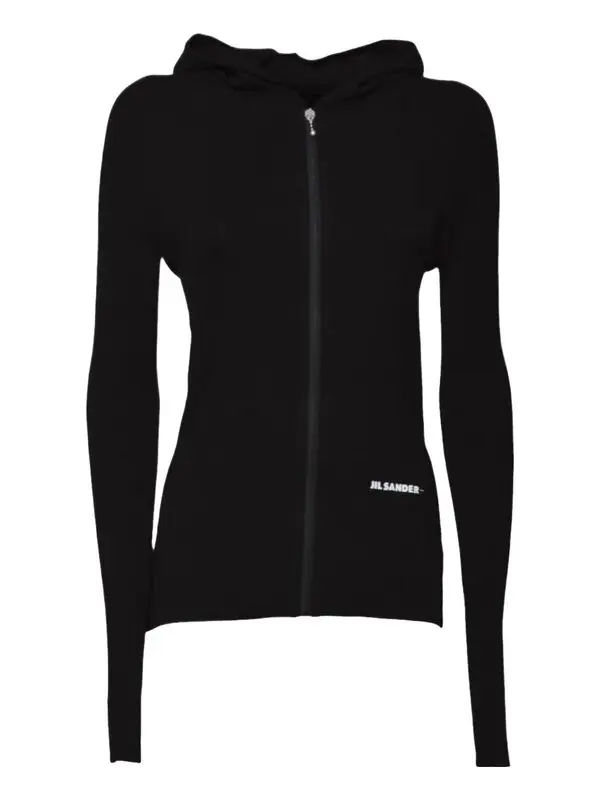 JIL SANDER Hooded Zip-up Cardigan - Black