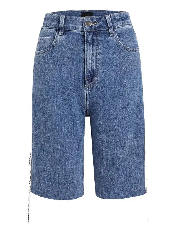 LIUREGALI Long Ribbon Detail Denim Shorts - Blue