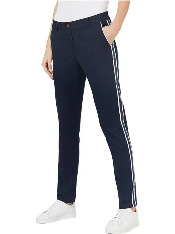 Emporio Armani Slim Fit Casual Pants With Side Stripes - Black