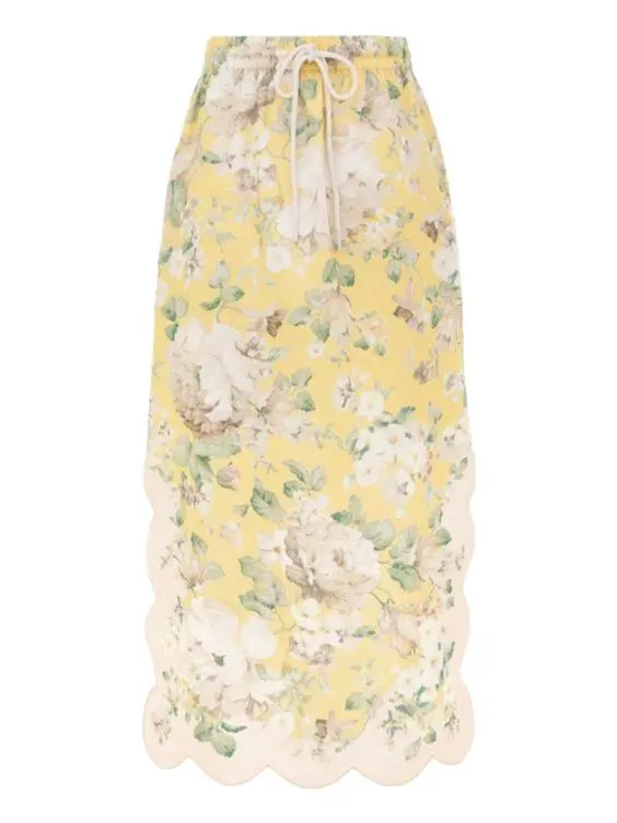 Zimmermann Acacia Scallop Midi Skirt - Nude