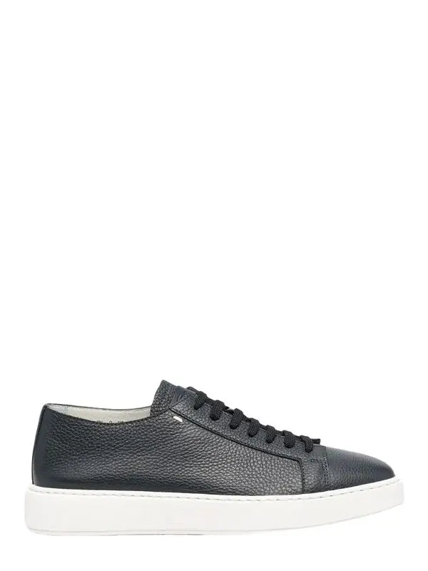 Santoni Round Toe Lace-up Sneakers - Black