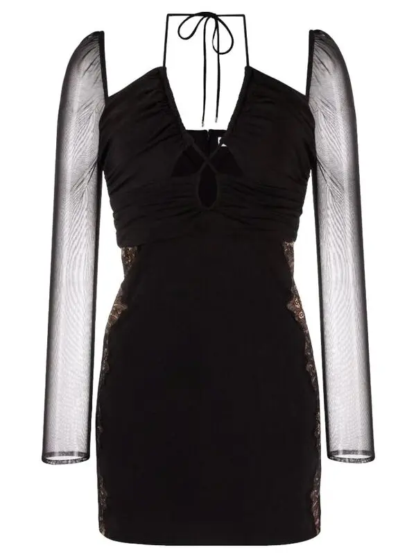 SELF-PORTRAIT Jersey And Lace Mini Dress - Black