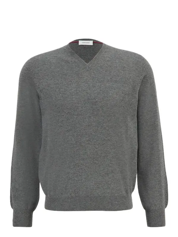 FERRAGAMO V-neck Knitted Jumper - Gray