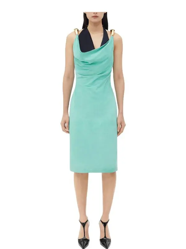 Bottega Veneta Sleeveless Midi Dress With Metal Details - Green