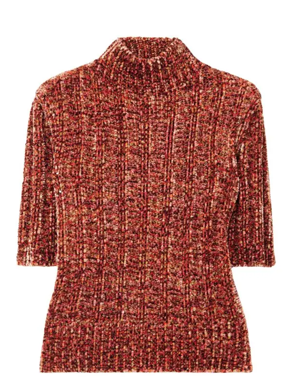 Dries Van Noten High Neck Short Sleeve Sweater - Orange