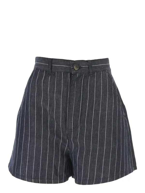 Emporio Armani Striped High-waisted Shorts - Black