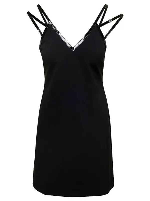 Gucci V-neck Double Strap Mini Dress - Black