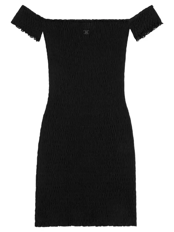 Celine Triomphe Gaufred Silk Mini Dress - Black
