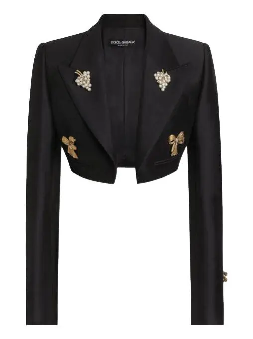 Dolce & Gabbana Embellished Cropped Jacket - Black