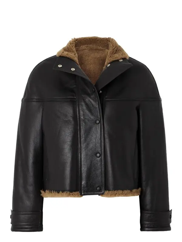 YVES SALOMON Cropped Shearling Jacket - Black
