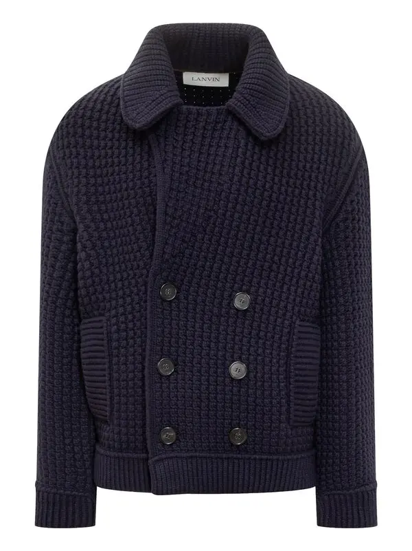 LANVIN Double-breasted Chunky Knit Cardigan - Blue