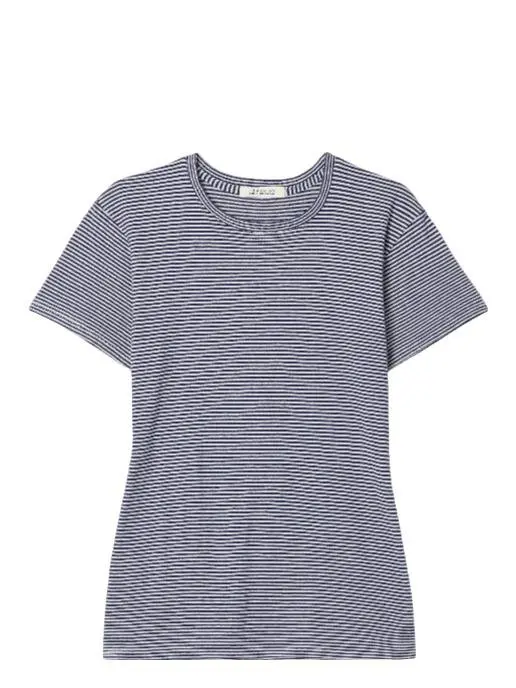 NILI LOTAN Lana Striped Cotton-jersey T-shirt - Navy