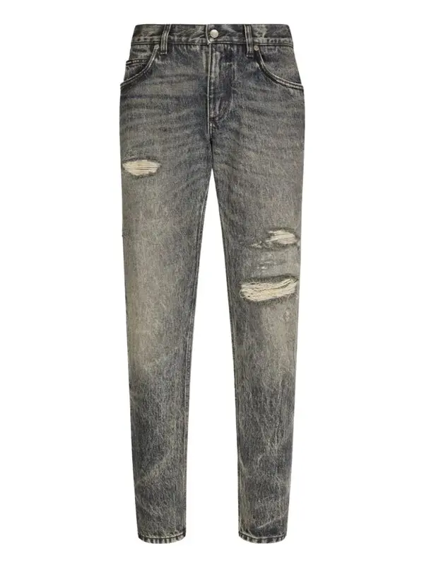 Dolce & Gabbana Distressed Slim-cut Jeans - Gray