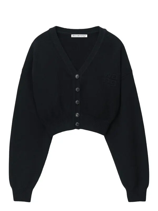 Alexander Wang Cropped Logo Cardigan - Black
