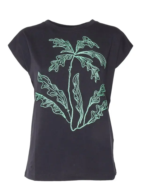 Ermanno Scervino Short Sleeve Embroidered T-shirt - Black