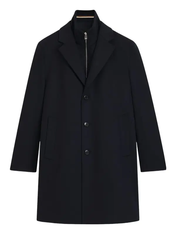 Hugo Boss Wool Coat With Removable Vest - Dark Blue