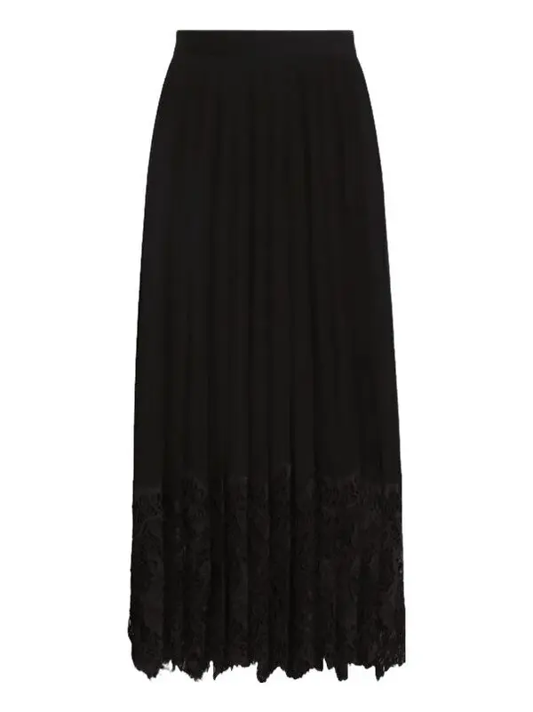 Dolce & Gabbana Lace Trim Midi Skirt - Black