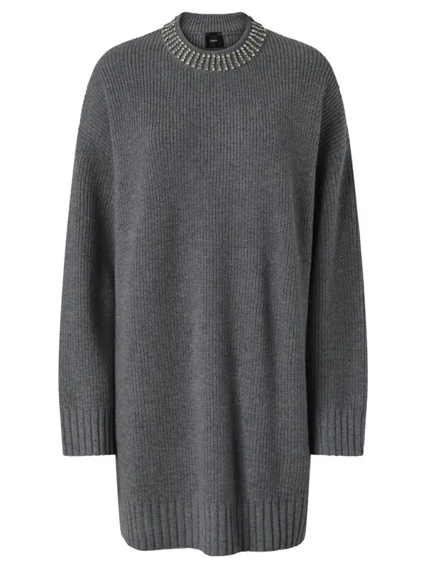 Pinko Embellished Crewneck Knit Mini Dress - Black