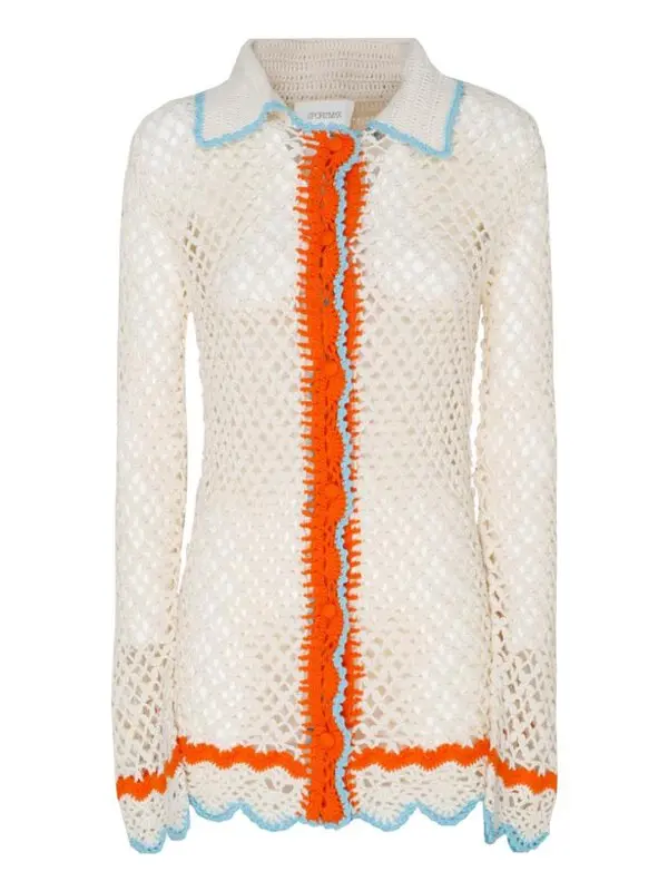 Sportmax Crochet Effect Knitted Shirt - Nude