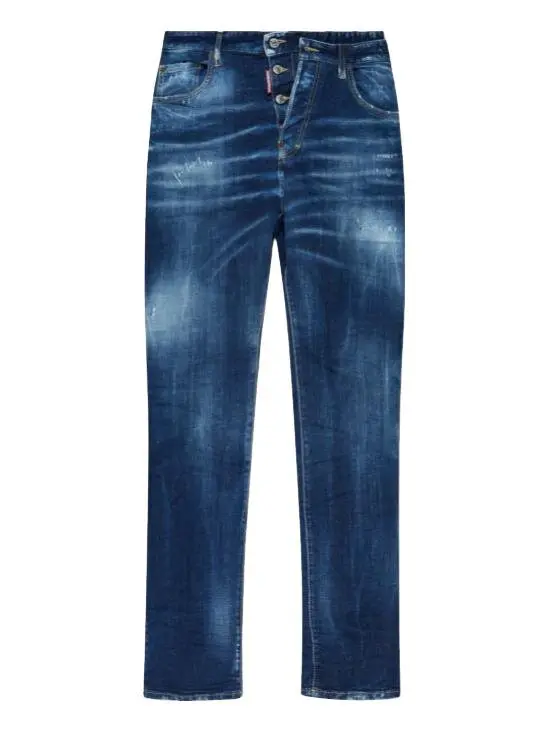 Dsquared2 Distressed Straight-leg Jeans - Blue