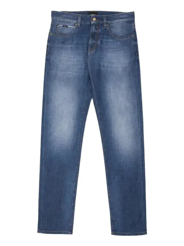 Zegna Middle Waist Straight Leg Jeans - Blue