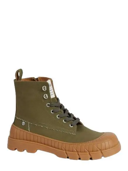Kenzo Gobi Lace-up Canvas Boots - Khaki
