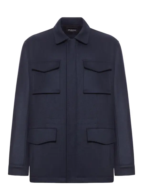 Kiton Flap-pocket Cashmere Coat - Bluenavy