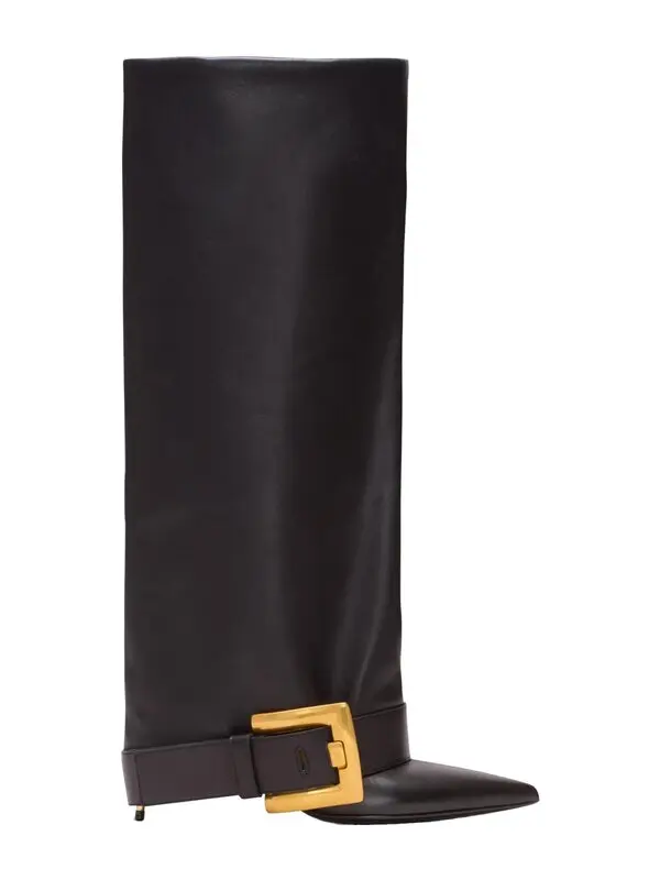 Balmain Anthem Calfskin Leather Boots With Stiletto Heel - Black