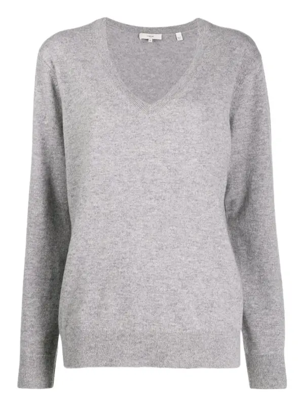 Vince Ribbed V-neck Sweater - Gray