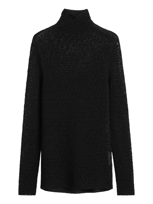 TOTEME High Neck Crochet Top - Black