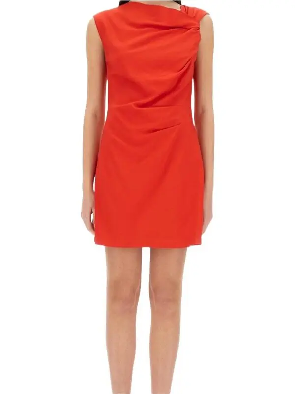 MSGM Asymmetrical Neck Mini Dress - Red