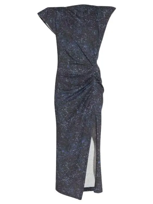 Isabel Marant Étoile Printed Maxi Dress With Side Slit - Black