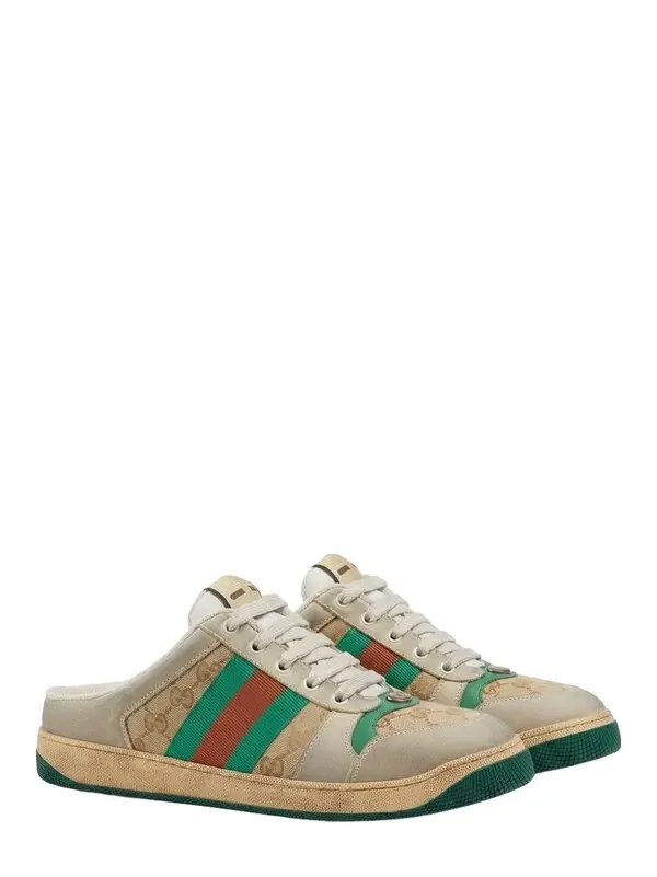 Gucci Screener Sneakers With Vintage Logo - Nude