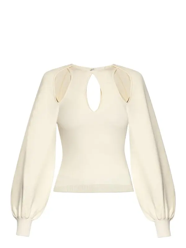 Chloé Cut-out Puff-sleeve Sweater - White