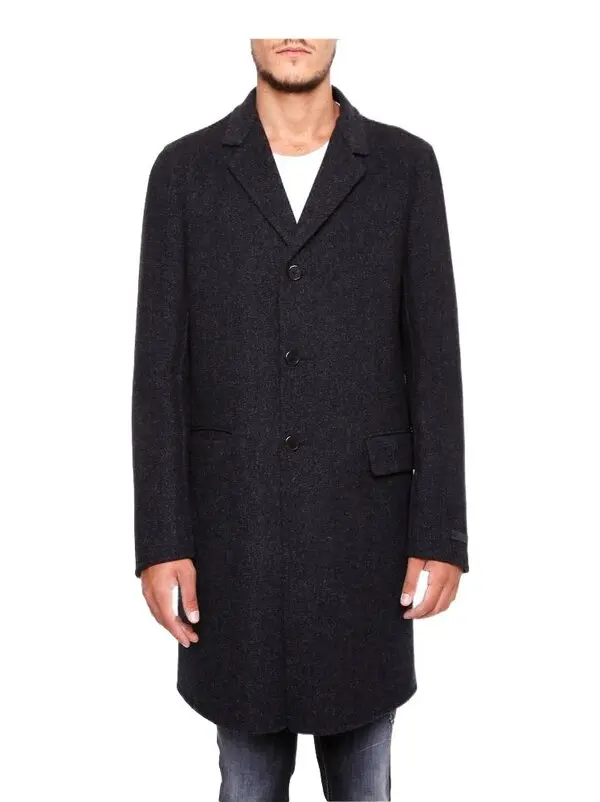 Prada Single-breasted Long-sleeved Coat - Coal Gray