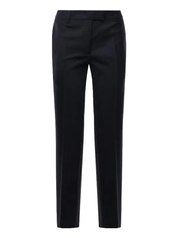 Miu Miu Tailored Slacks With Embroidered Logo - Navy Blue