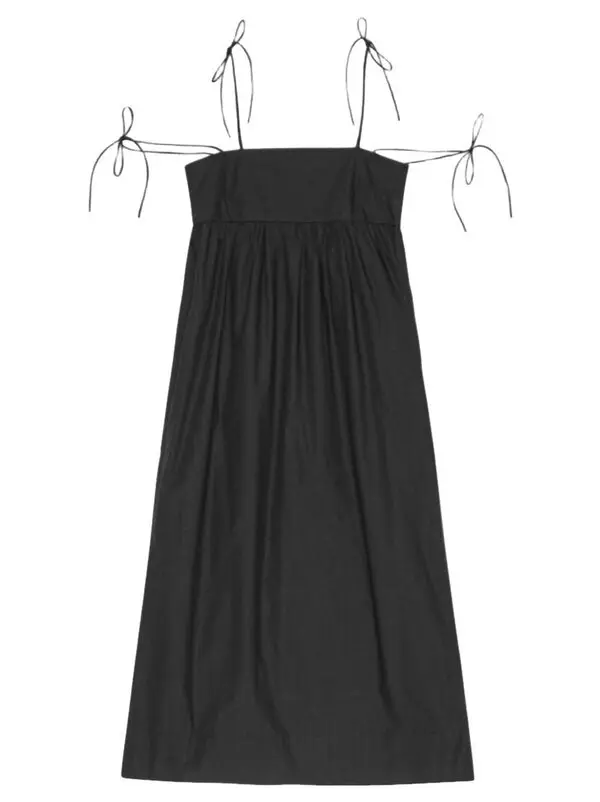 GANNI Poplin String Midi Dress - Black
