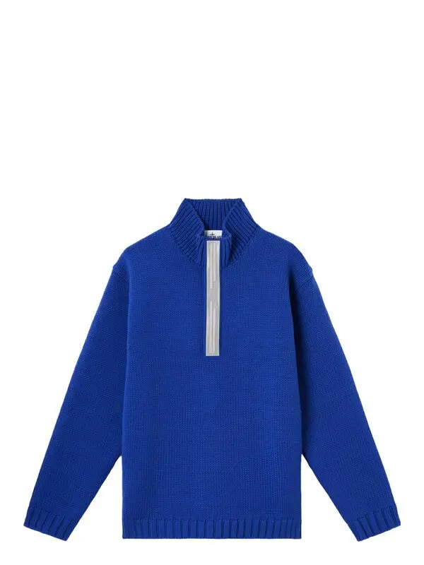 Stone Island High-neck Zip-front Sweater - Bright Blue