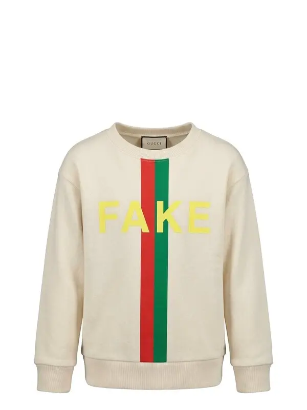 Gucci Fake/not Sweatshirt With Striped Webbing - White