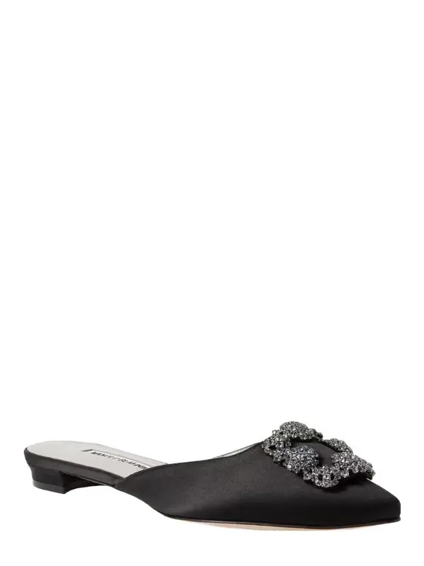 Manolo Blahnik Embellished Muller Mules - Black