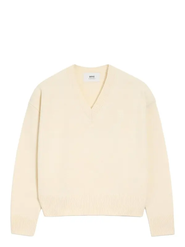 Ami De Coeur V-neck Sweater - Ivory White