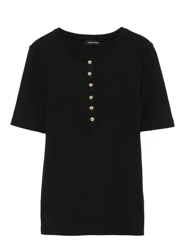 ANINE BING Alessia Knitted T-shirt - Black