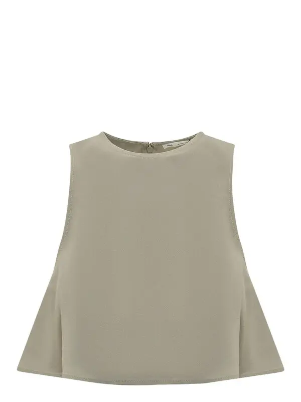 Ami Cropped Sleeveless Flared Top - Nude