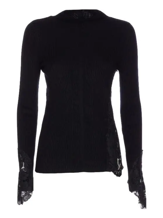 Pinko Samoa Lace Insert Crewneck Jumper - Black