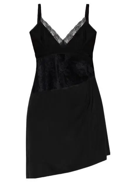 Vetements Lace-insert Slip Mini Dress - Black