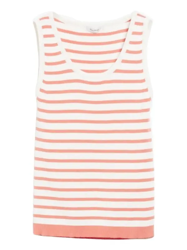 Max Mara Striped Knitted Tank Top - White