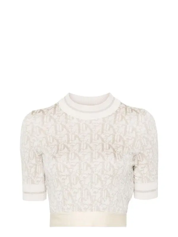 Palm Angels Monogram Jacquard Cropped Top - White