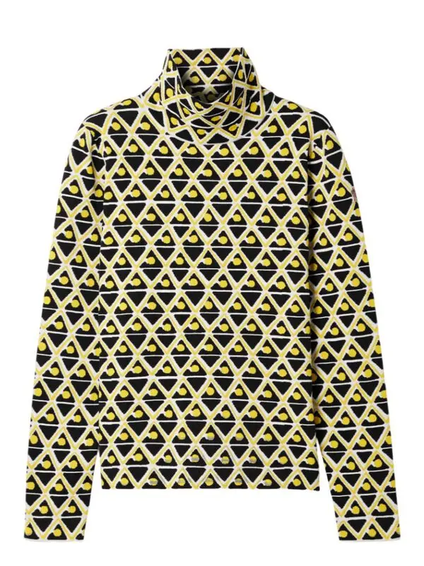 Moncler Long-sleeved Knitwear Patterned High-neck Pullover - Light Gray