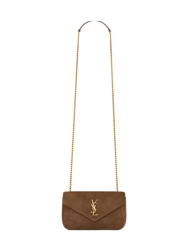 Saint Laurent Loulou Logo Plaque Mini Shoulder Bag - Brown
