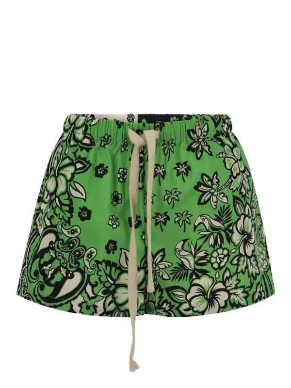 Red Valentino Printed Drawstring Shorts - Green